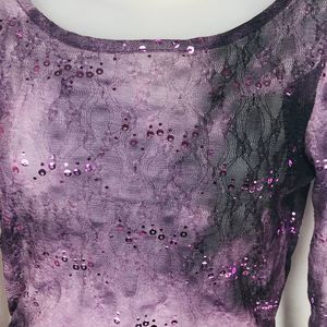 Crystal K | Tops | Crystal K Women Sheer Ruched Floral Lace Top | Poshmark